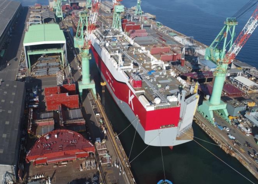 K Line’s new LNG-fuelled car carrier launched at Tadotsu Shipyard ...
